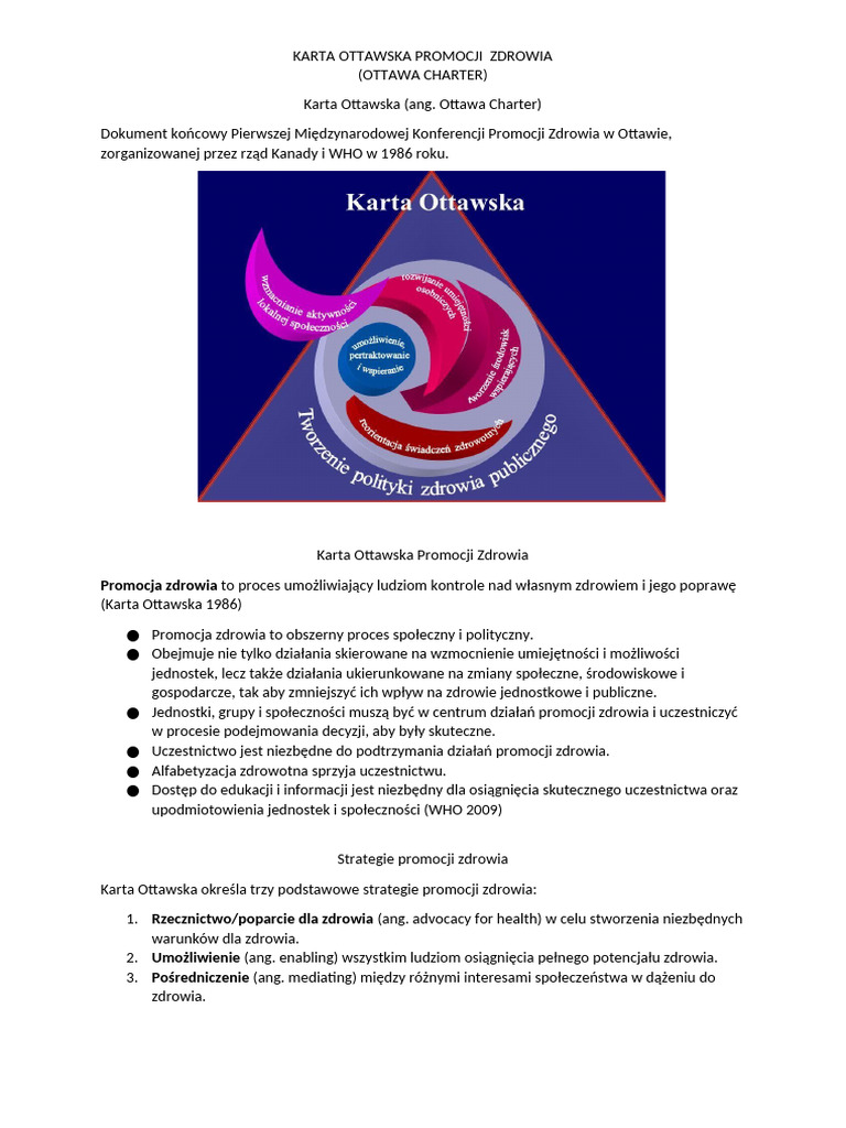 Karta Ottawska Promocji Zdrowia | PDF