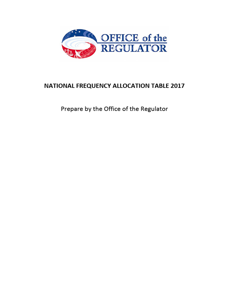 National Frequency Allocation Table 2017 | PDF