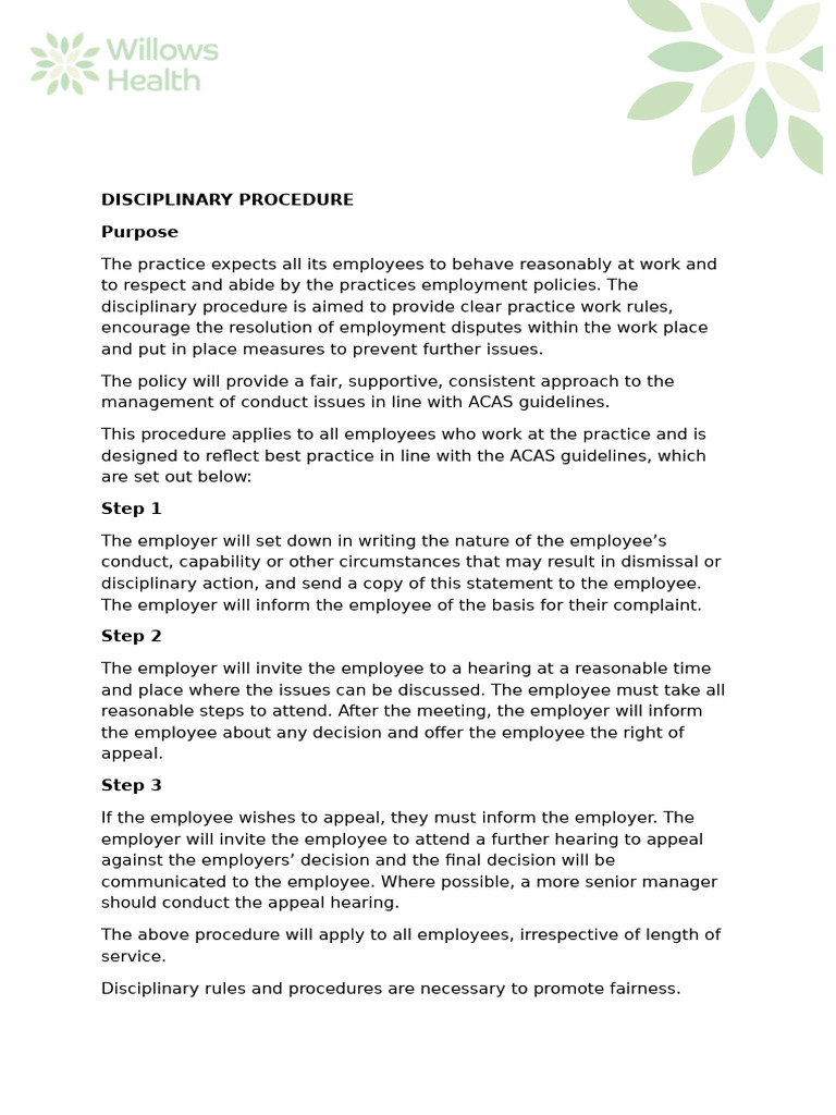Disciplinary Procedure | PDF