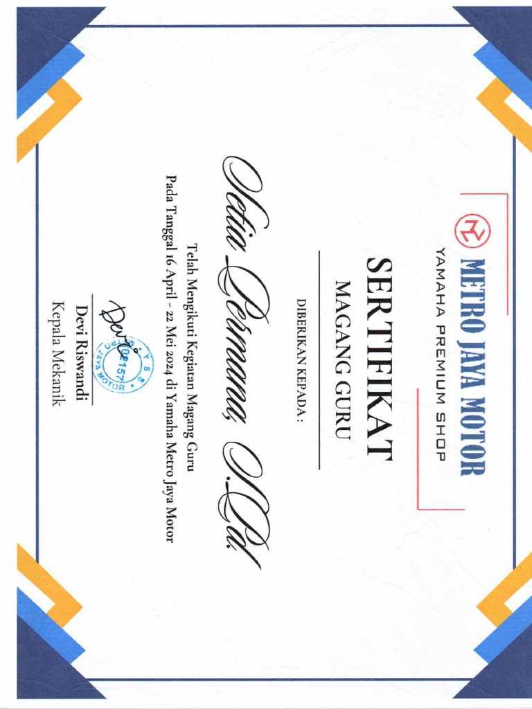 Sertifikat Magang Industri | PDF