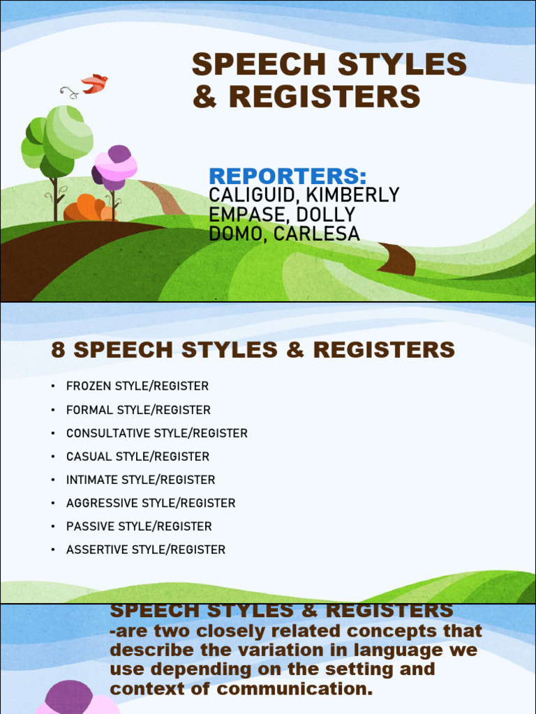 Speech Styles & Registers: Reporters | PDF