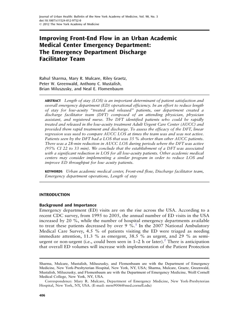 Improving Front-End Flow in An Urban Academic | PDF