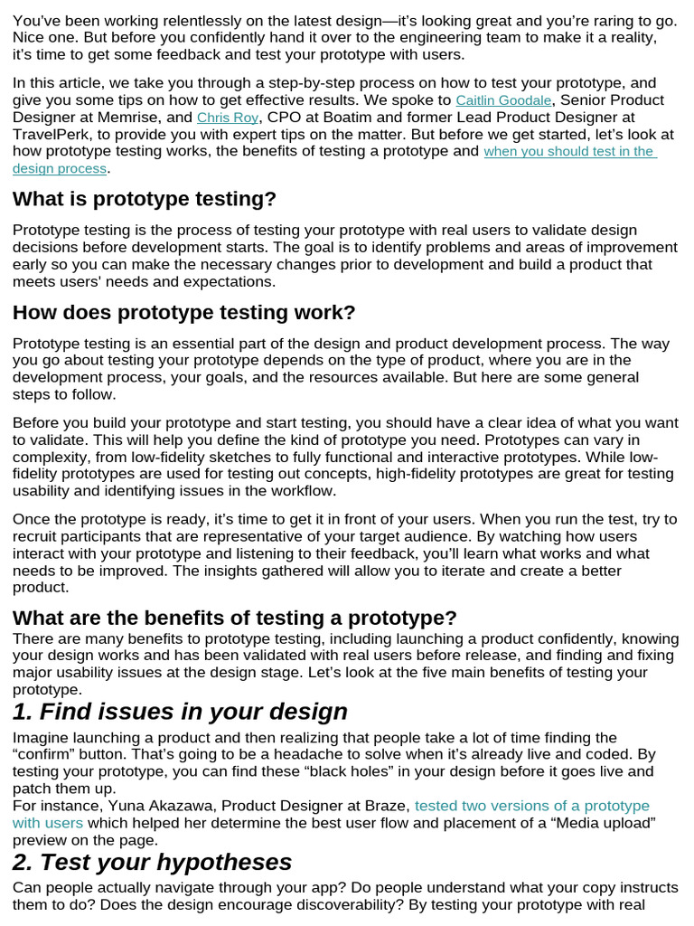 Prototype Testing 1 | PDF
