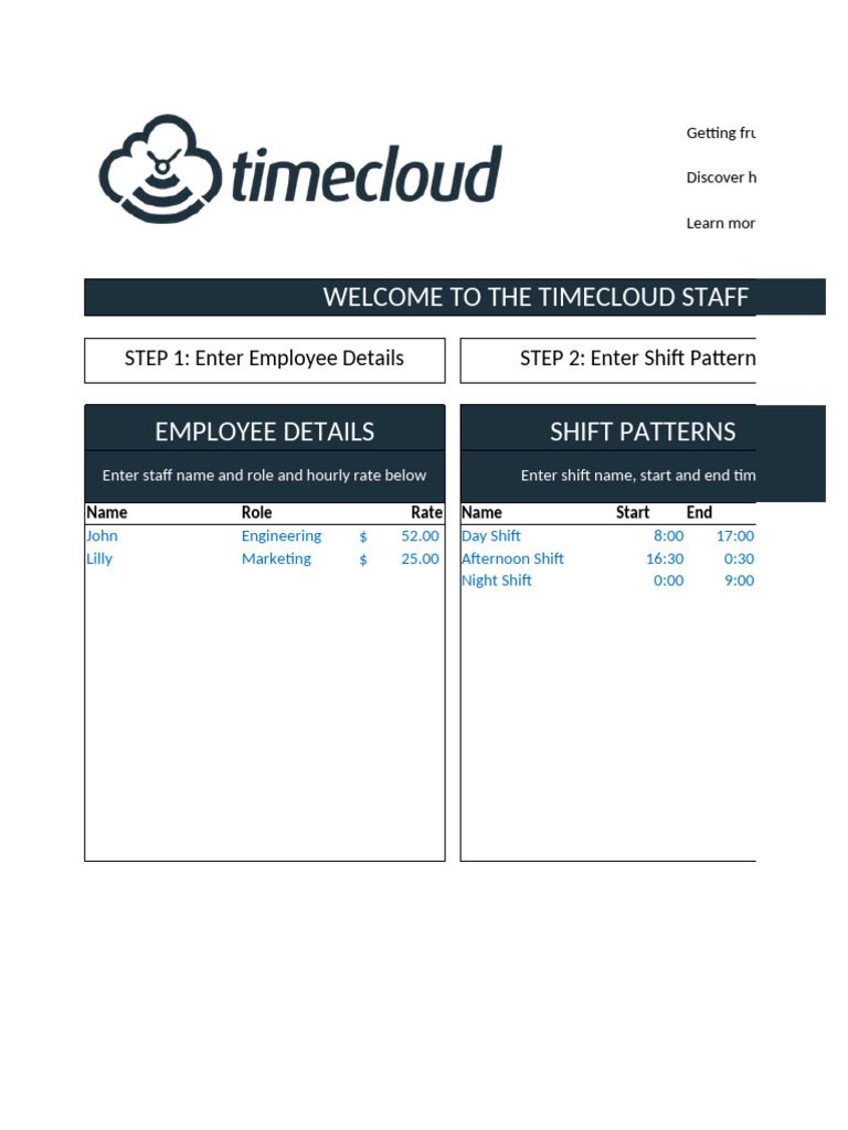 Timecloud Roster Template | PDF