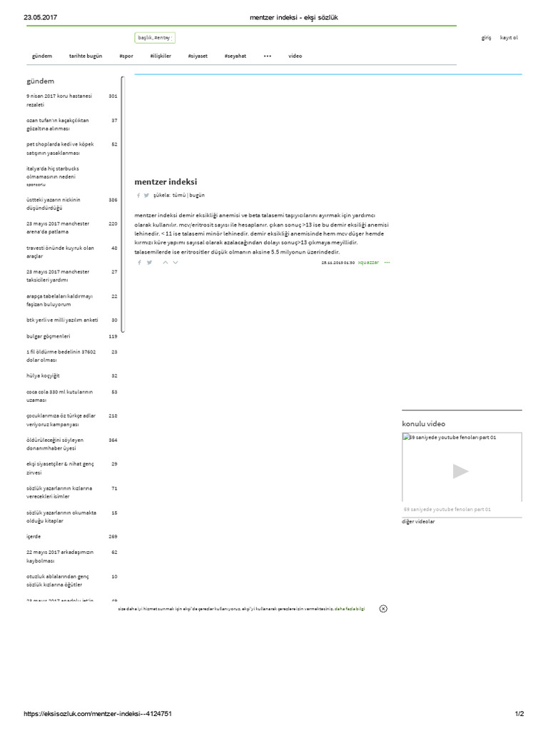 Mentzer Indeksi | PDF