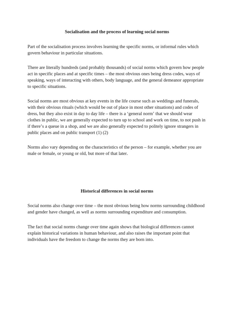 An Introduction To Culture, Socialisation, and Social Norms | PDF