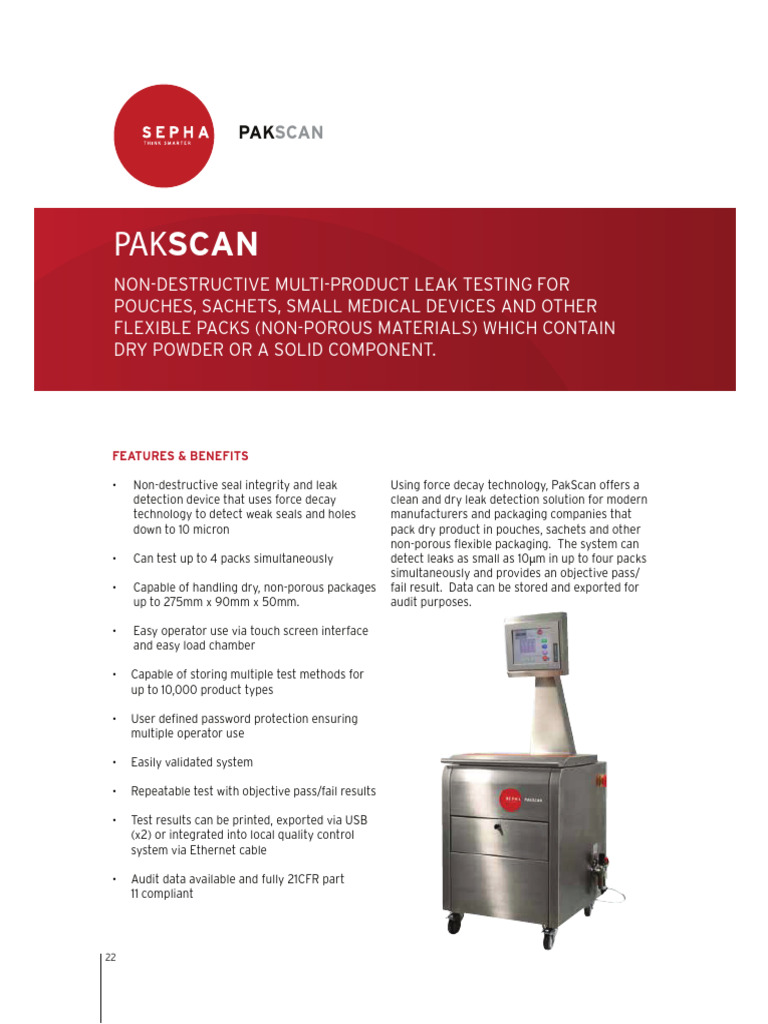 Sepha Leak Tester PakScan | PDF