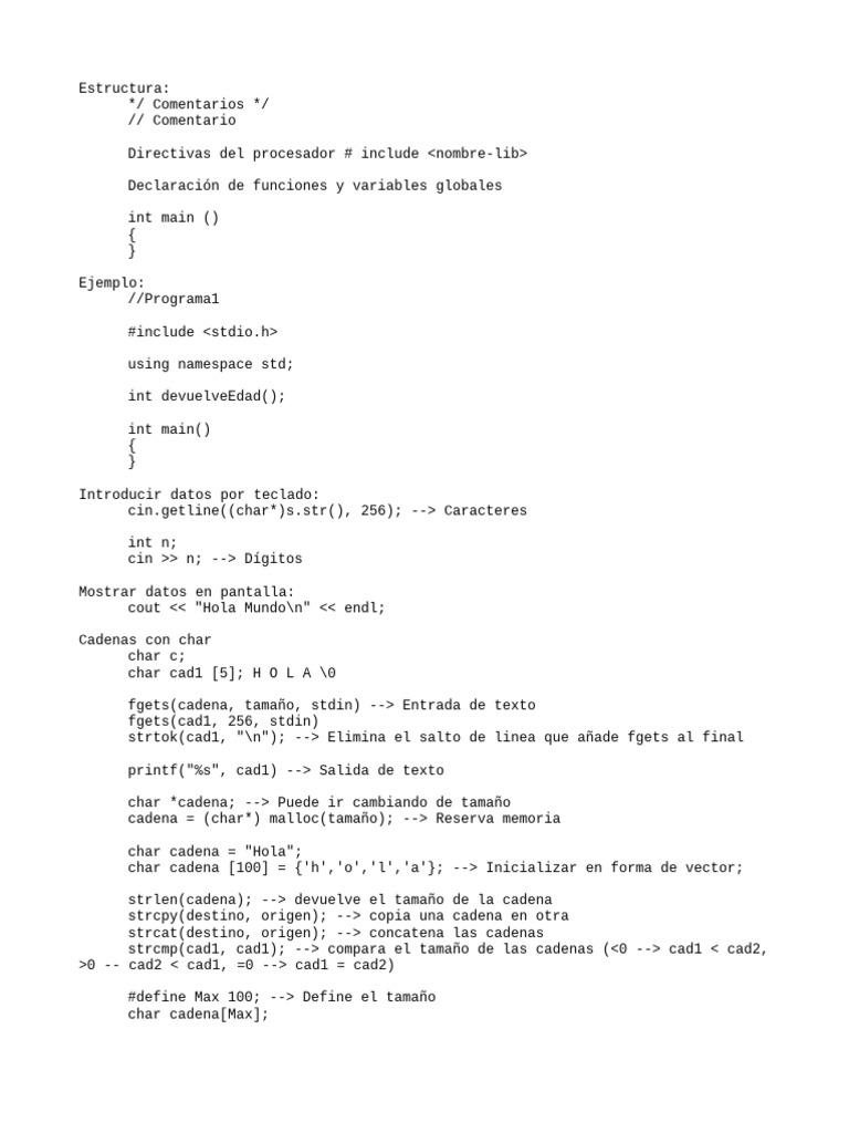 Estructura Programa c++ | PDF