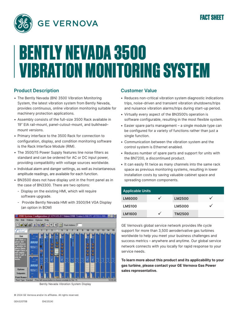 bentley-nevada-3500-vibration-monitoring-system | PDF