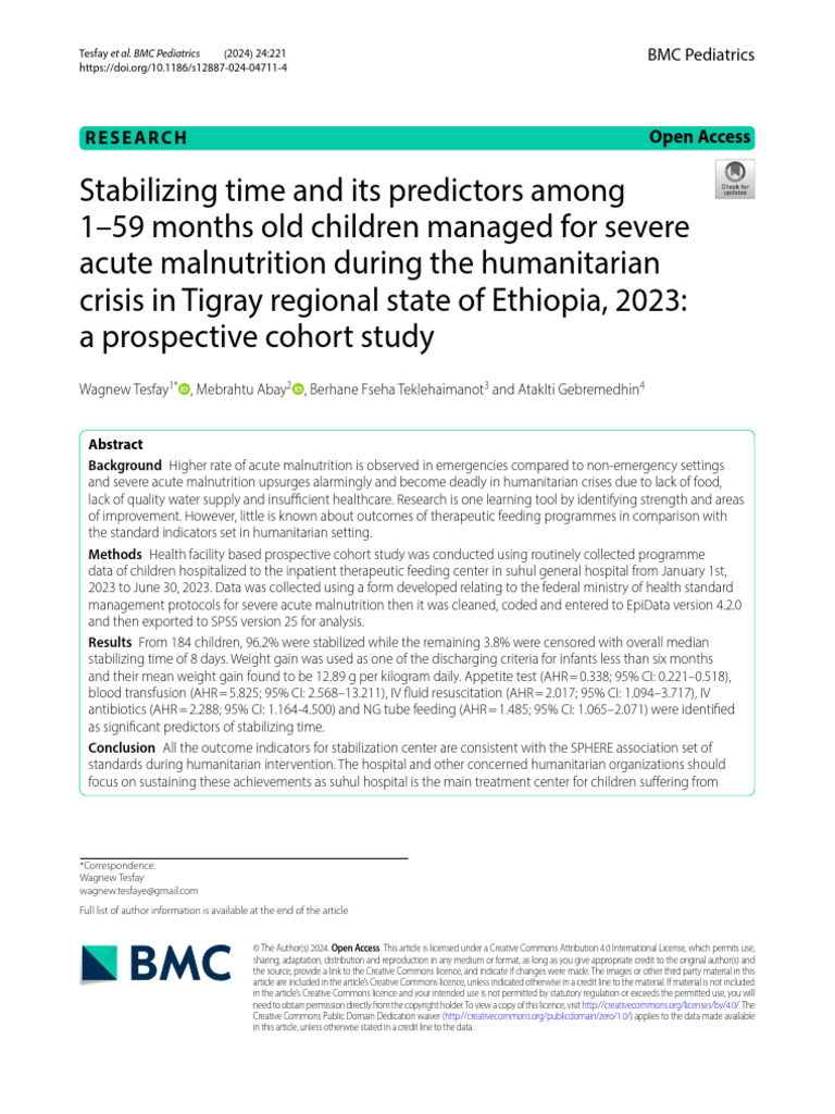 Research Open Access: Wagnew Tesfay, Mebrahtu Abay, Berhane Fseha ...