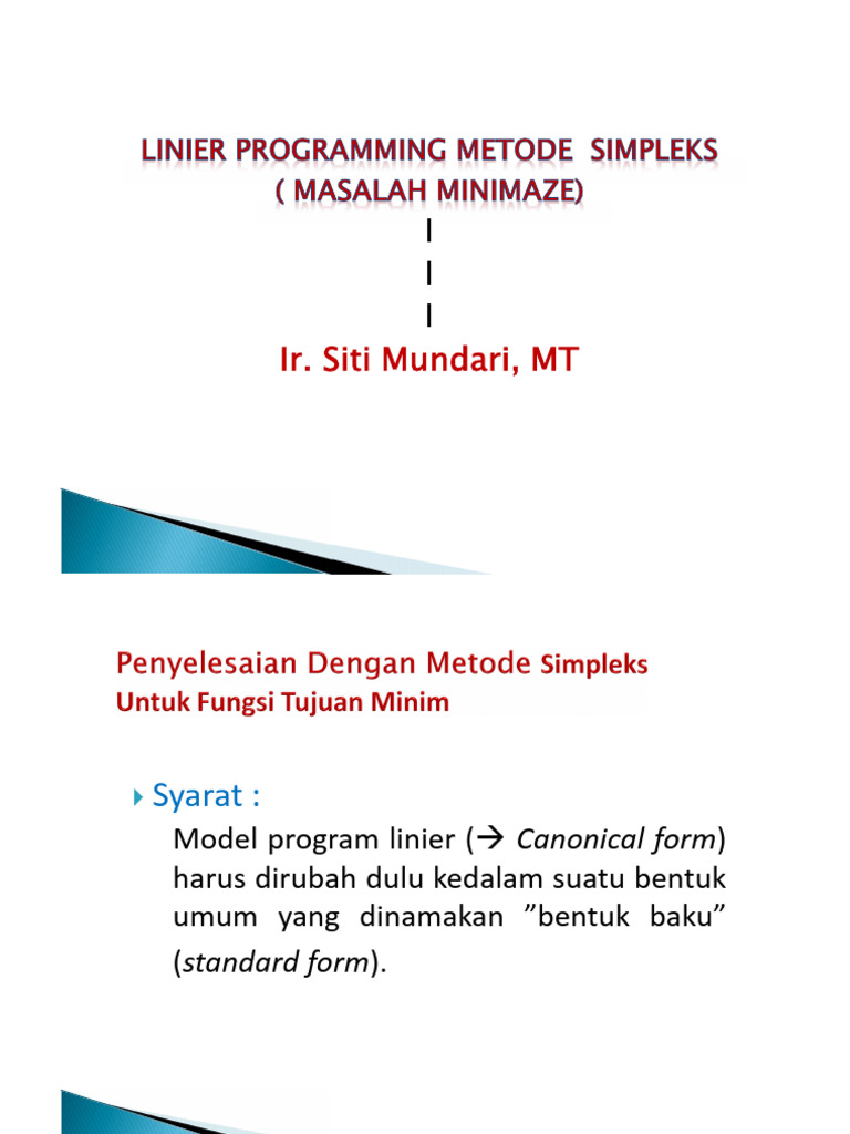 1.metode Simpleks (Minimaze) | PDF