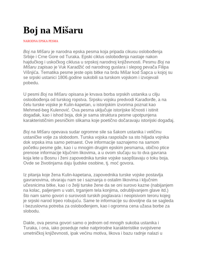 Boj Na Mišaru | PDF