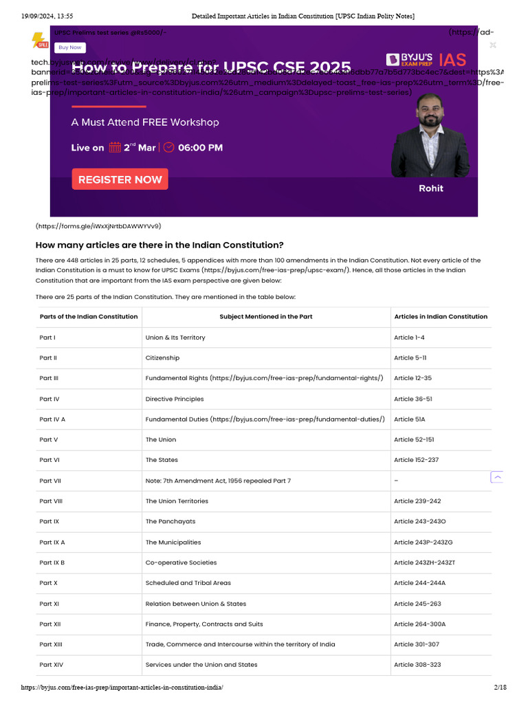 Detailed Important Articles in Indian Constitution (UPSC Indian Polity ...