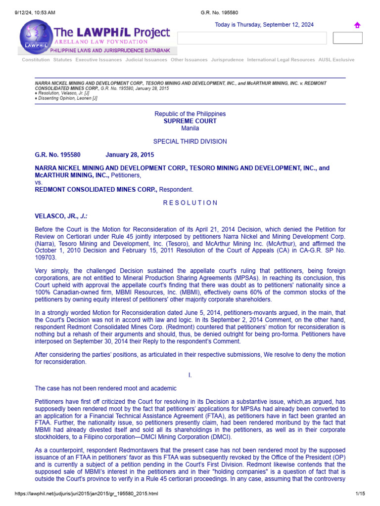 Narra Nickel Mining v. Redmont | PDF | Stocks | Law