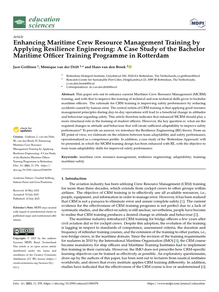 Enhancing Maritime Crew Resource Management | PDF