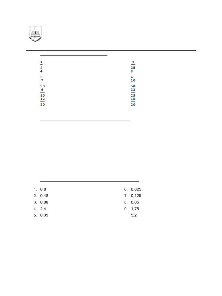 Fraction Worksheet 2 | PDF