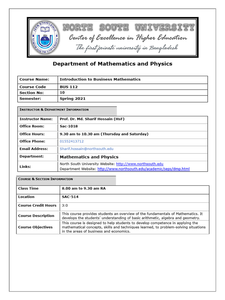 BUS - 112 Course Outline | PDF