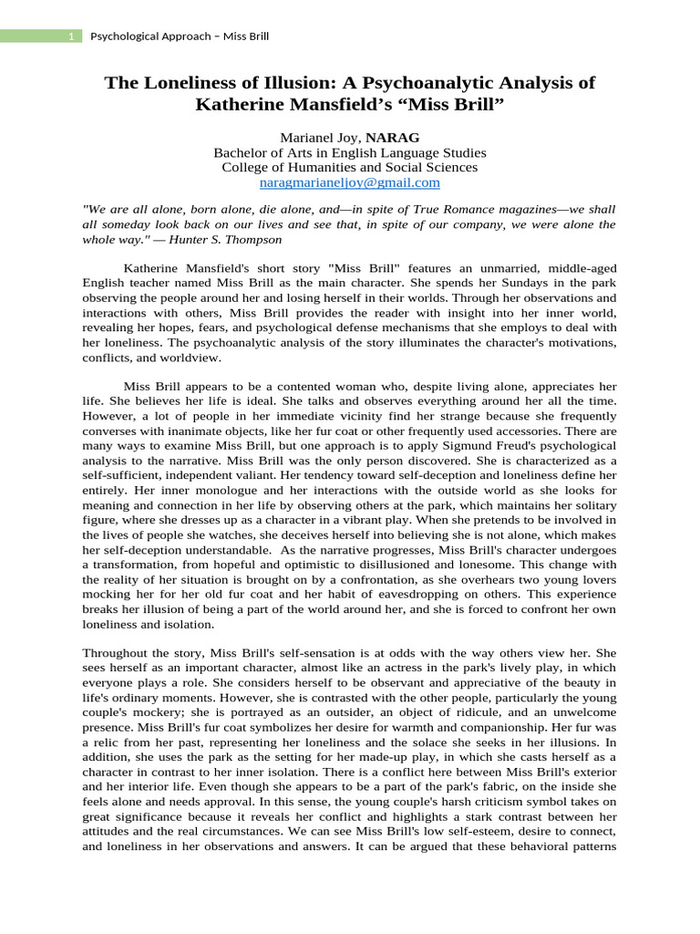 NARAG MsBrill Psychoanalysis | PDF