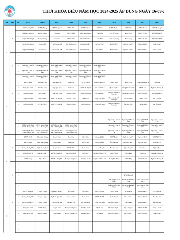 TKB Áp D NG T 2024-09-16 (Chính TH C) | PDF