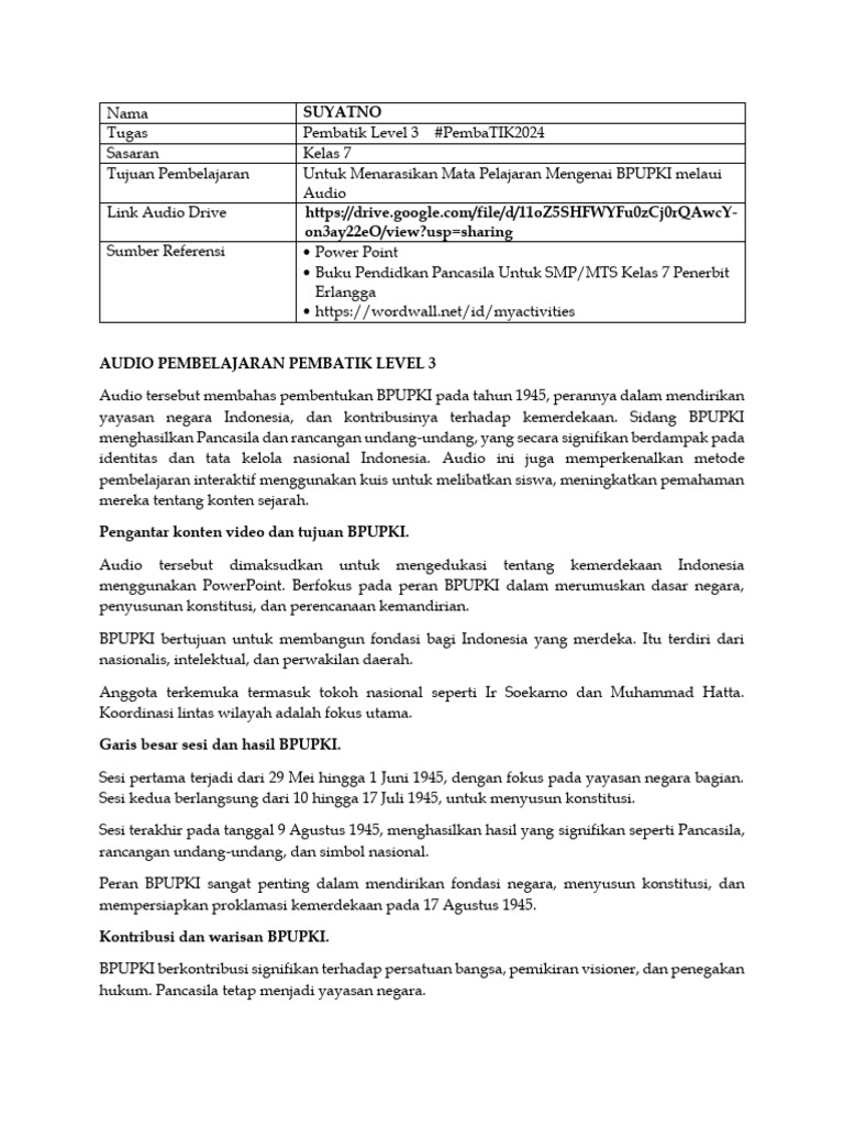 Audio Pembatik Level 3 Suyatno | PDF
