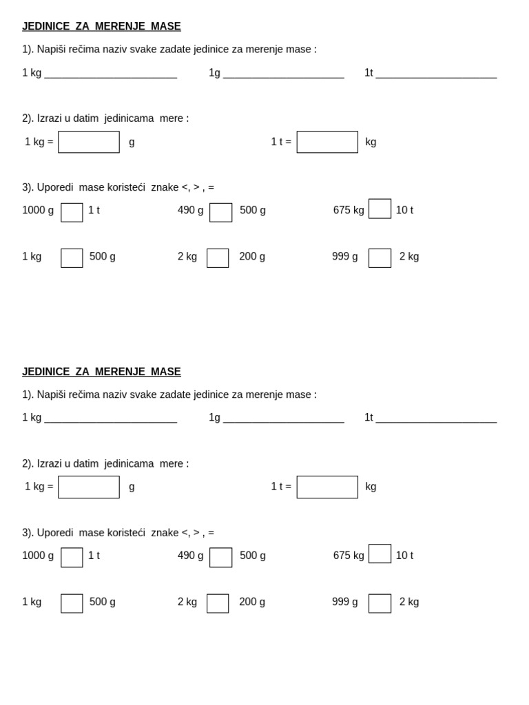 Jedinice Za Merenje Mase | PDF