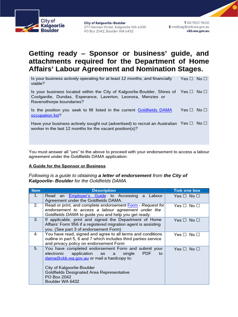 DAMA Getting Ready Sponsors Checklist | PDF