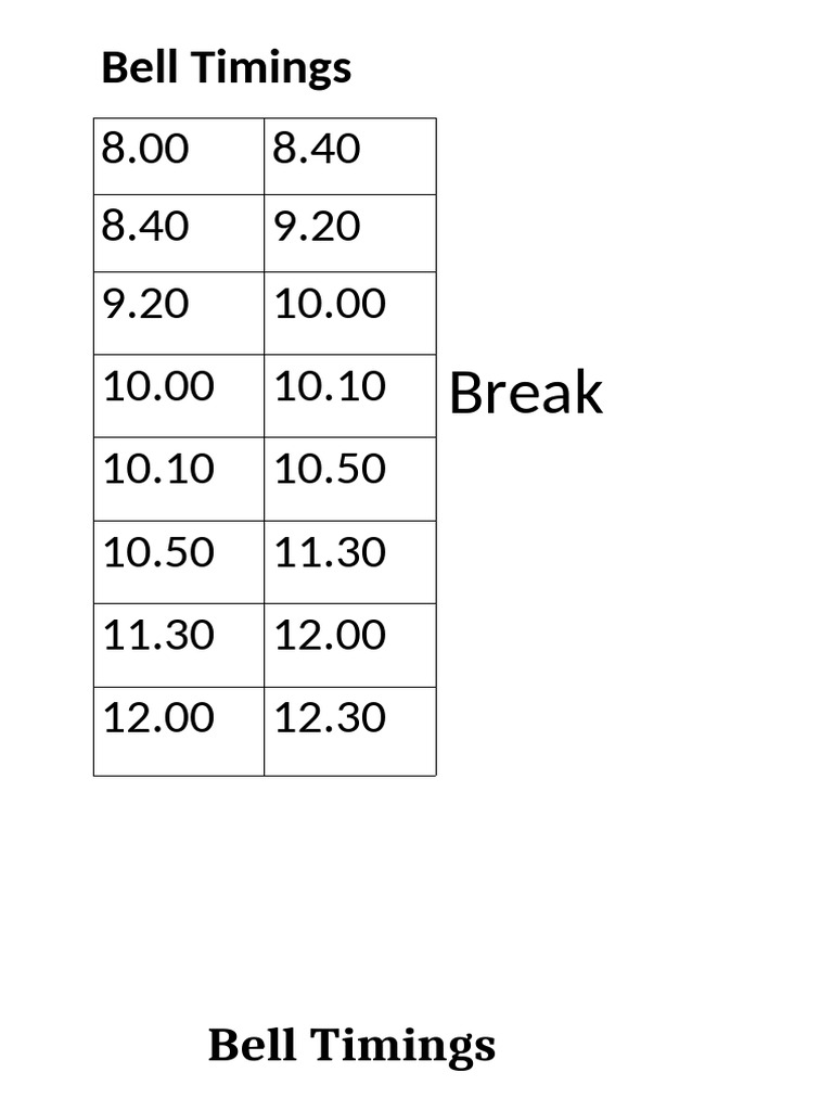 Bell Timings | PDF