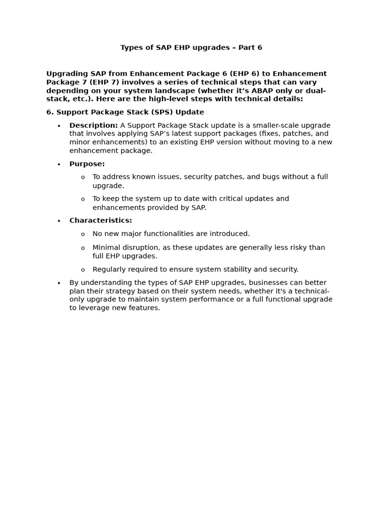 Types of SAP EHP Upgrades - Part 6 | PDF