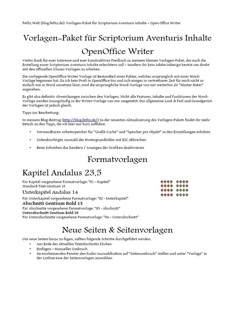 OO-Writer-Vorlage - DSA5 - Scriptorium Aventuris Version 1-3 | PDF