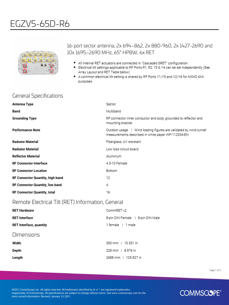 EGZV5-65D-R6 Product Specifications | PDF | Antenna (Radio ...