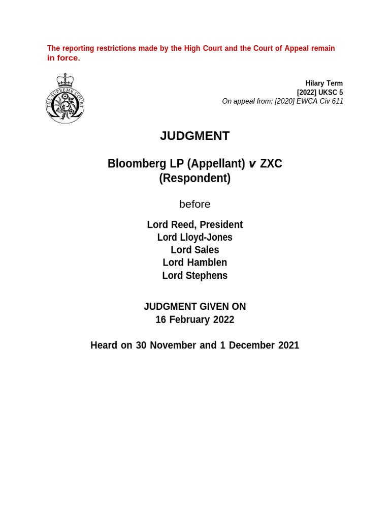 Bloomberg LP V ZXC SC Judgement 2022 | PDF