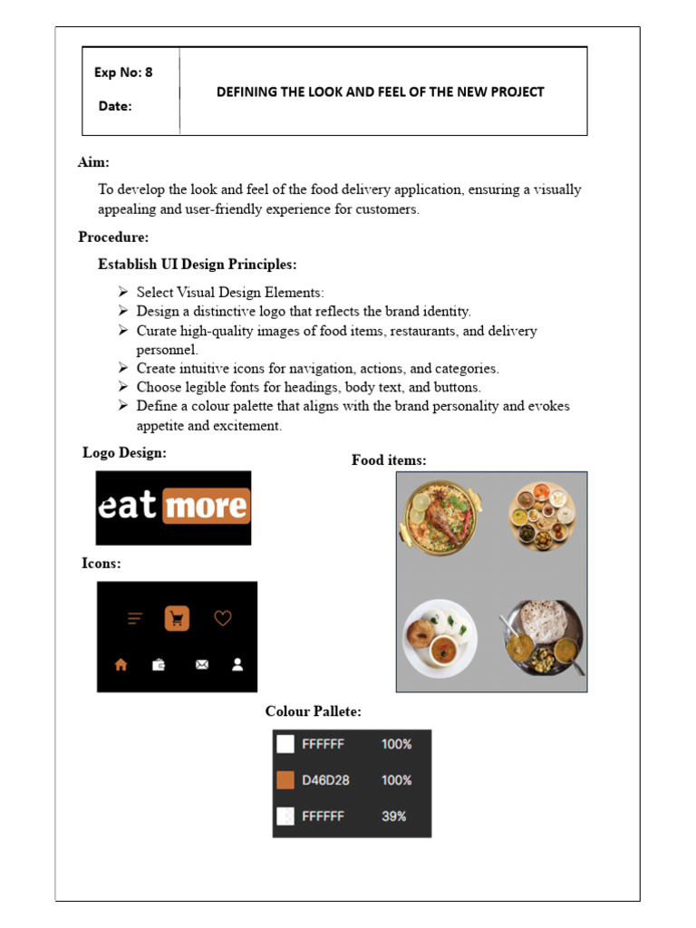 Exp - 8 Define The Look and Feel of The New Product | PDF