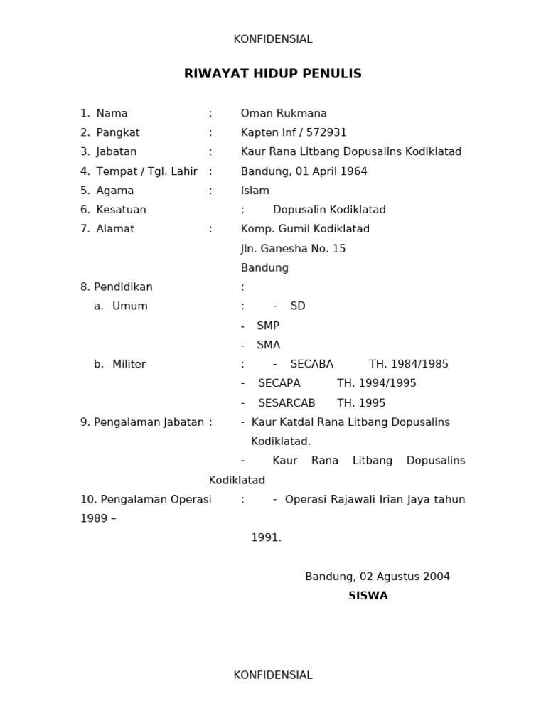 Riwayat Hidup Penulis | PDF