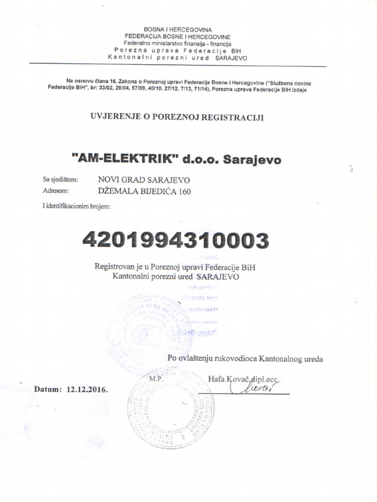 Id Broj Am Elektrik | PDF