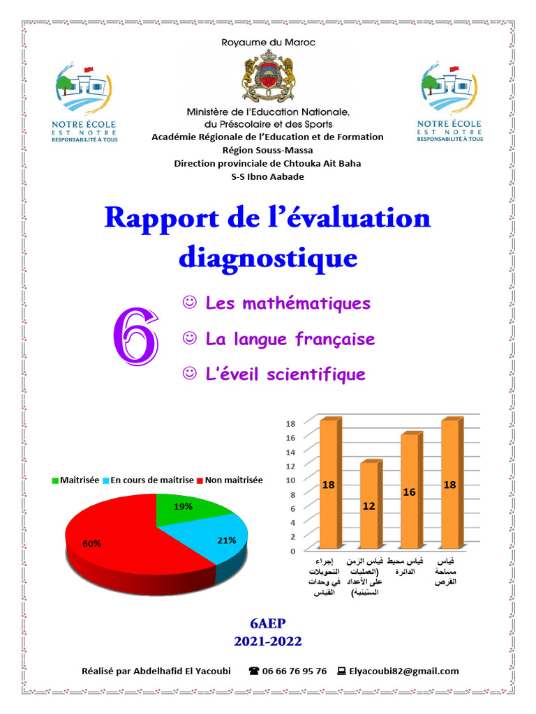 Rapport de L'ã©valuation Diagnostique 6 AEP-Ecole Ibno Aabade 2 | PDF