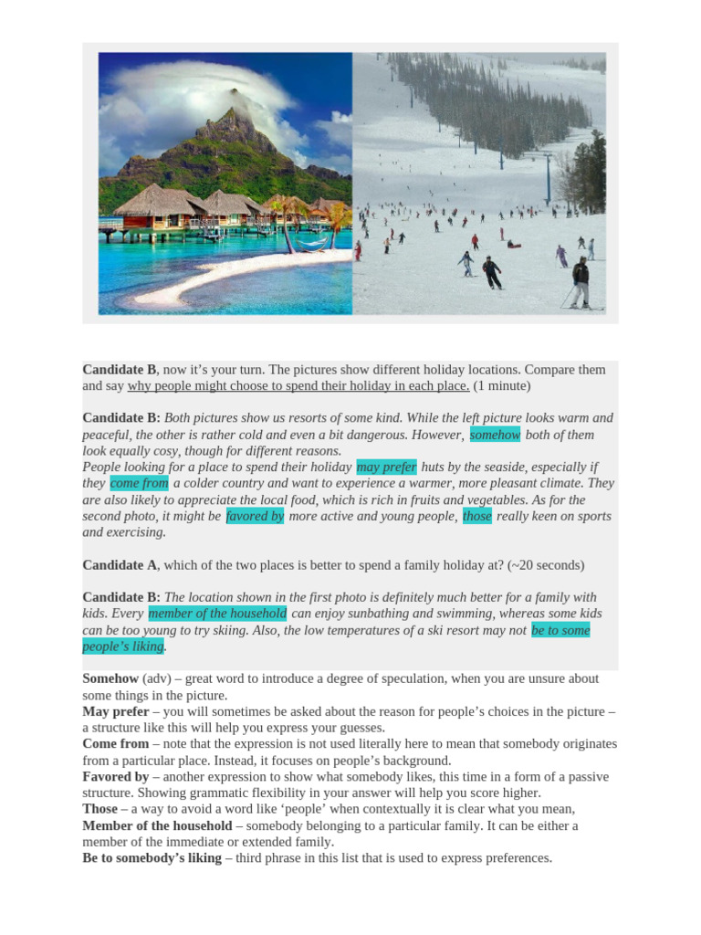 FCE Speaking Part 2 Topic 4 | PDF