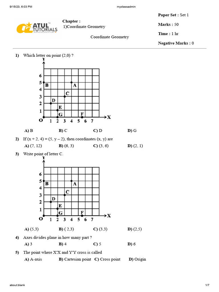 Maths - Ch.03 Coordinate Geometry | PDF | Cartesian Coordinate System ...