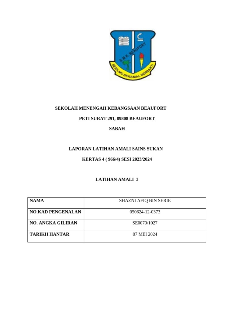 Muka Depan Amali 3 SS Afiq | PDF