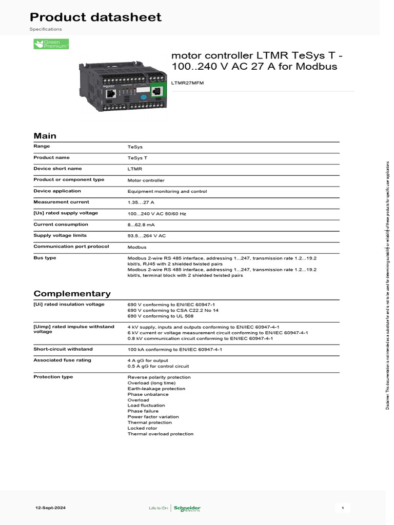 Schneider Electric - Tesys-T - LTMR27MFM | PDF