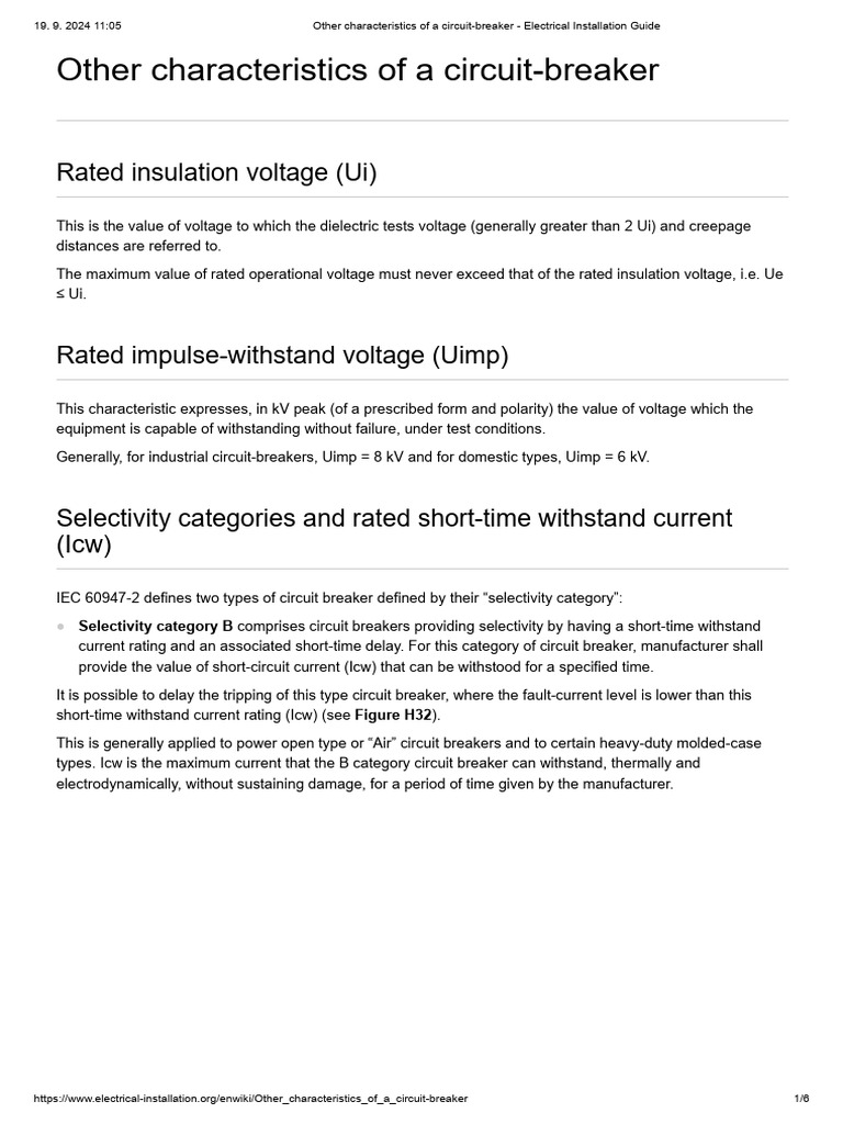 Other Characteristics of A Circuit-Breaker - Electrical Installation ...