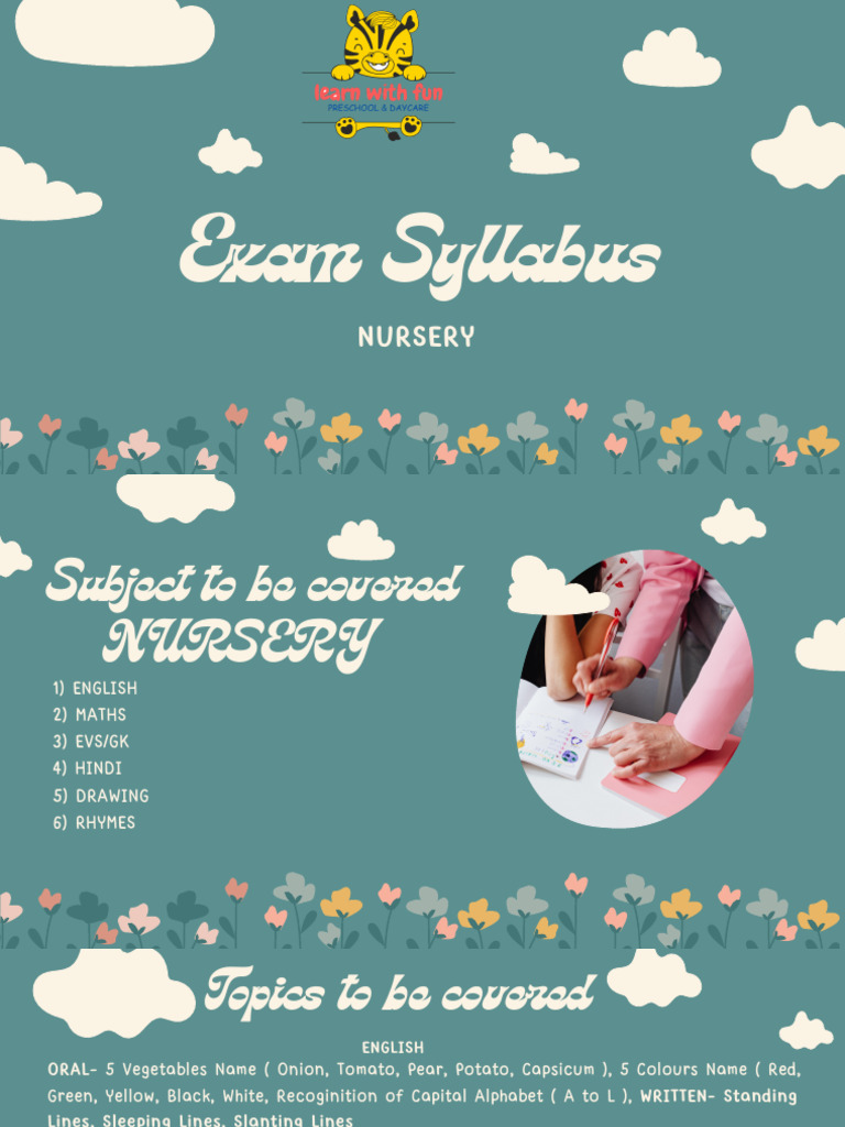 Nursery Exam Syllabus | PDF