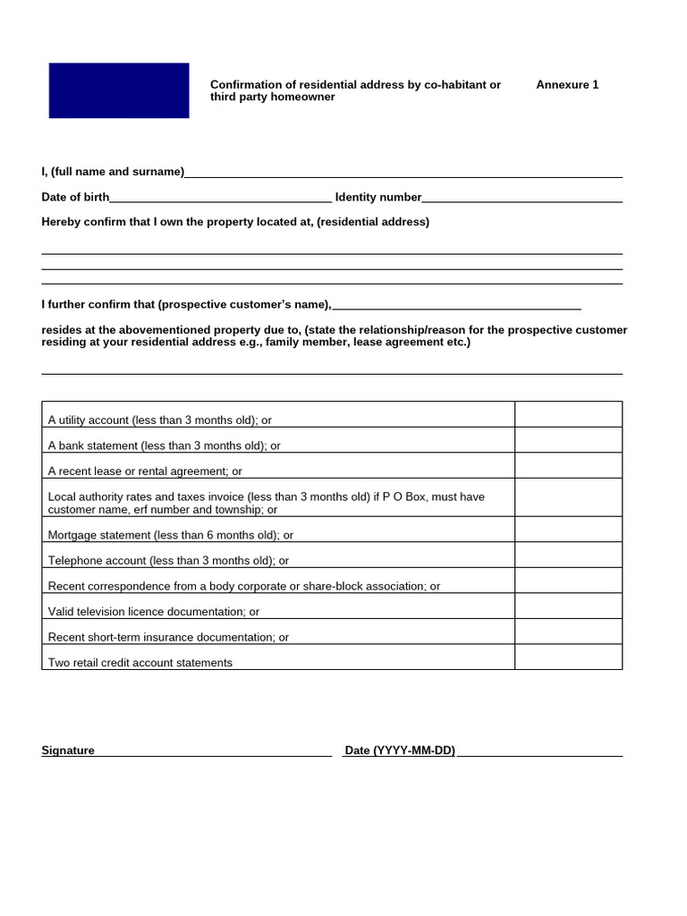 SBZ Co-Habitant Form | PDF