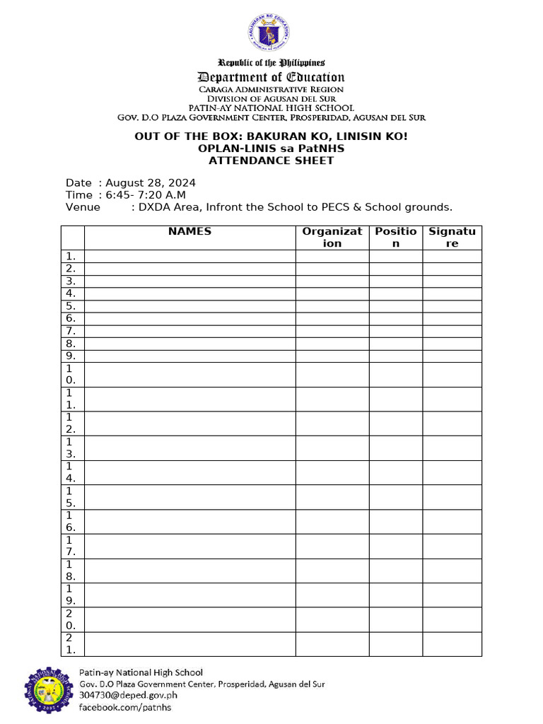 Clean-Up Drive Attendance Sheet | PDF