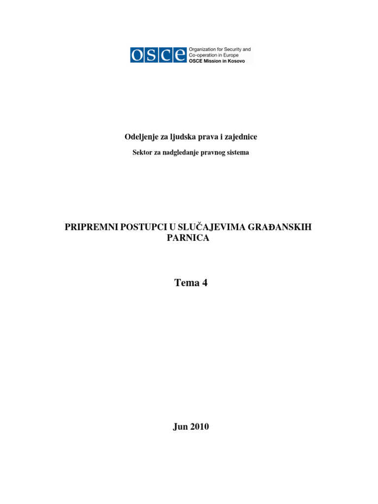 Pripremni Postupci U SLU Ajevima GRA Anskih Parnica: Tema 4 | PDF