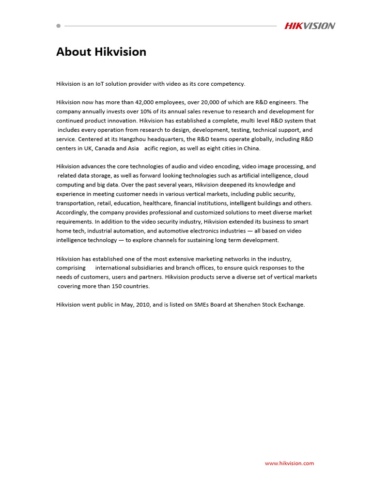Hikvision Company Profile | PDF
