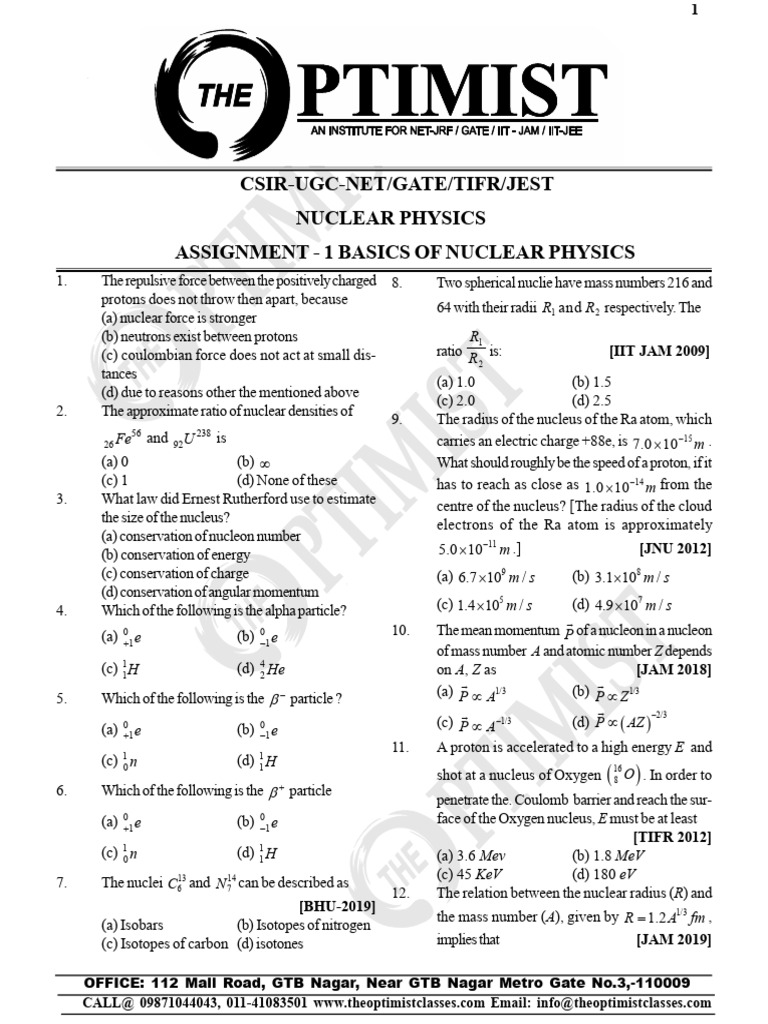 025ad42749ebb-Assginment - 1 Basics of Nuclear Physics | PDF 025ad42749ebb-Assginment - 1 Basics of Nuclear Physics | PDF