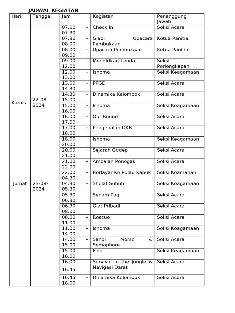 JADWAL PTA 2024 | PDF