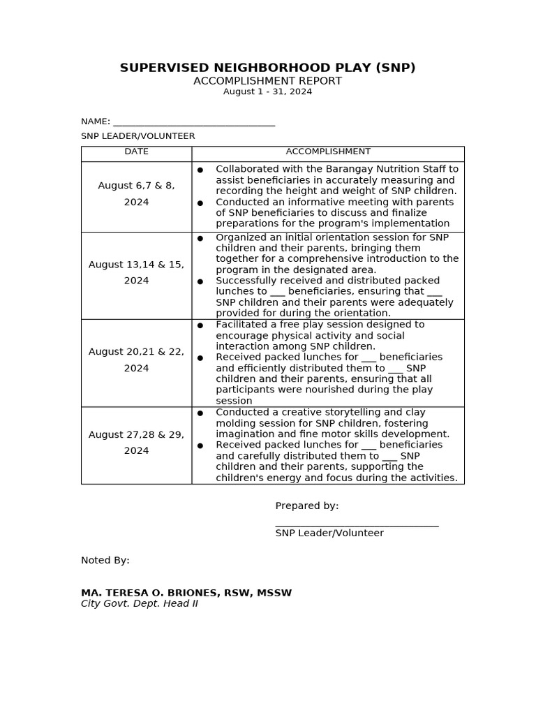 Supervised Neighborhood Play Ar | PDF