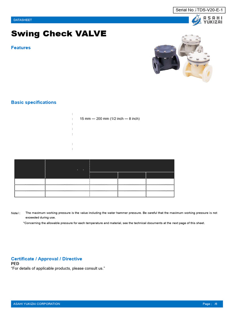 TDS-V20-E-1 - Swing Check Valve | PDF
