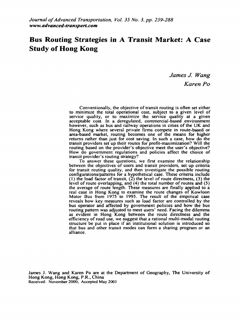 Wang2001 Bus Routing Strategies Pdf